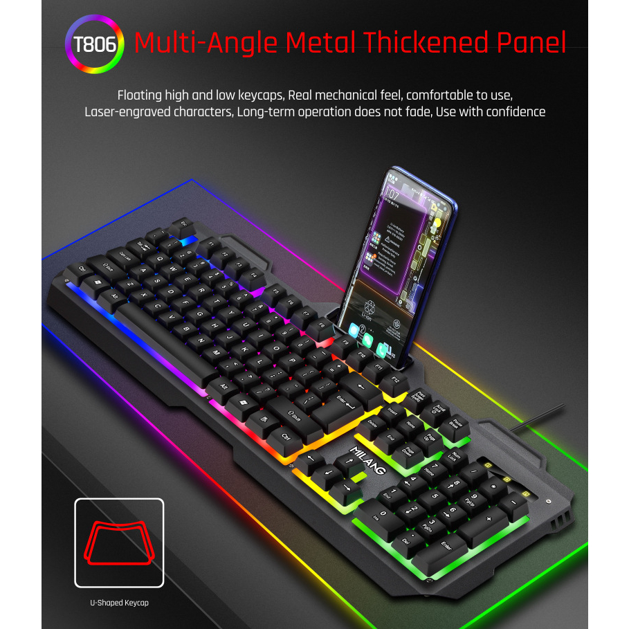Jual Keyboard Gaming + Mouse T806 USB Cable LED Lightning with Docking ...