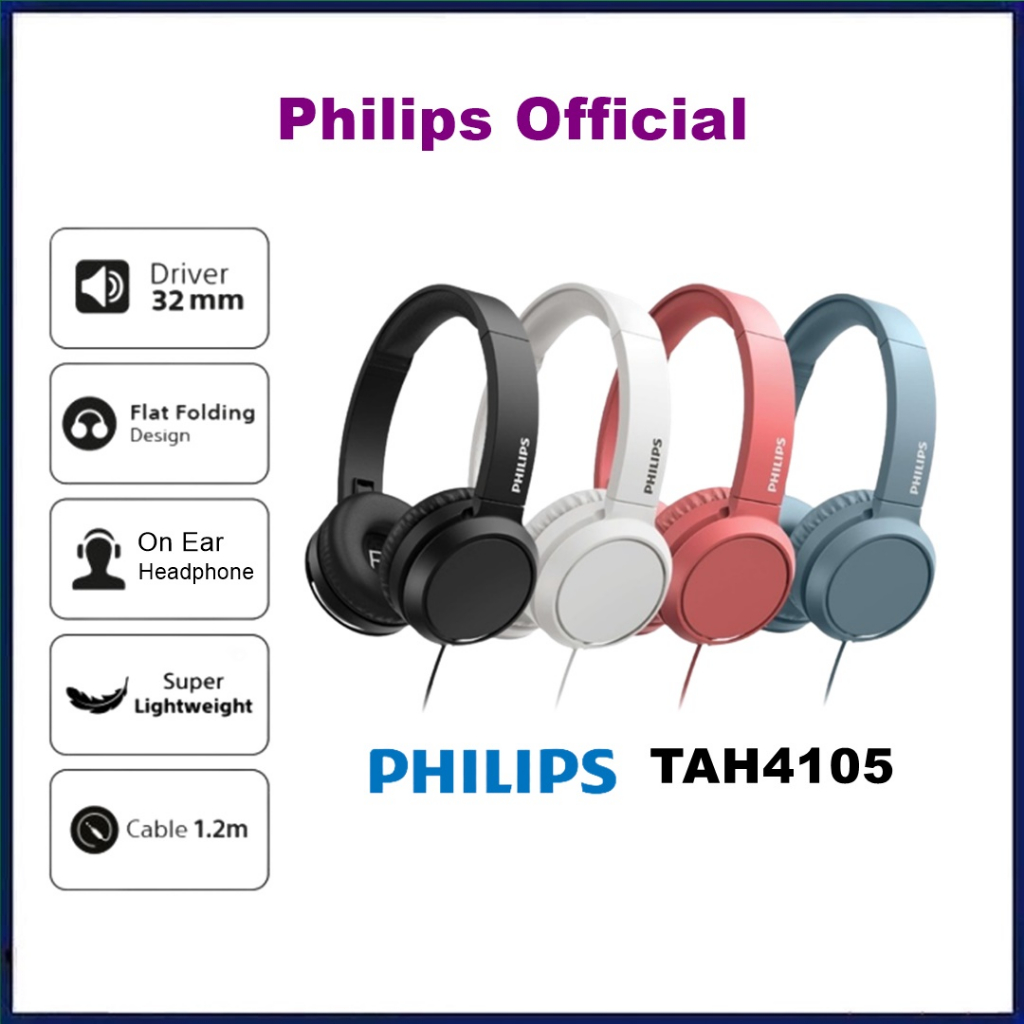 Jual Philips TAH4105 On Ear Headphones with Mic Headset TAH 4105 ...