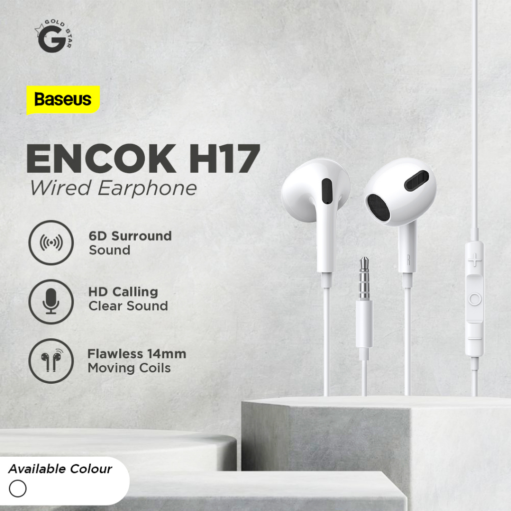 Jual Baseus H17 Headset Handsfree Encok Jack 3.5mm Wired Earphone MIC ...