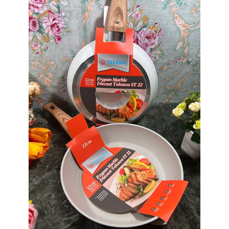 Jual Frypan Marble Takawa ST 22/Frypan Marble Anti Lengket/Teflon Anti ...