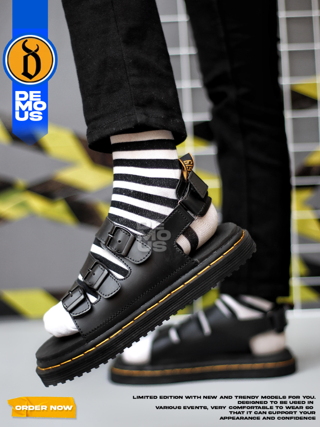 Jual DEMOUS Blanka - Sandal Sepatu Docmart Sendal Slide Casual Pria ...