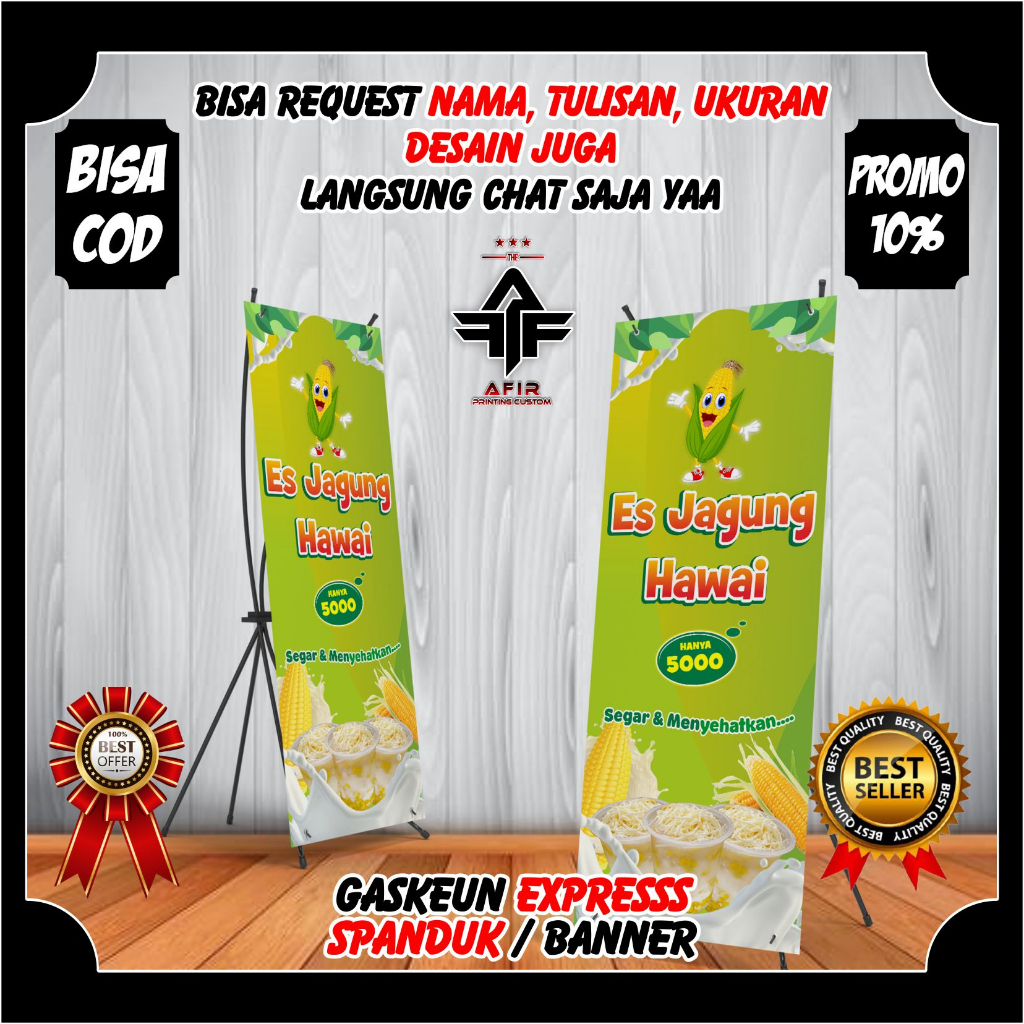 Jual X Banner Model Berdiri Es Jagung Hawai Viral - Spanduk Banner ...