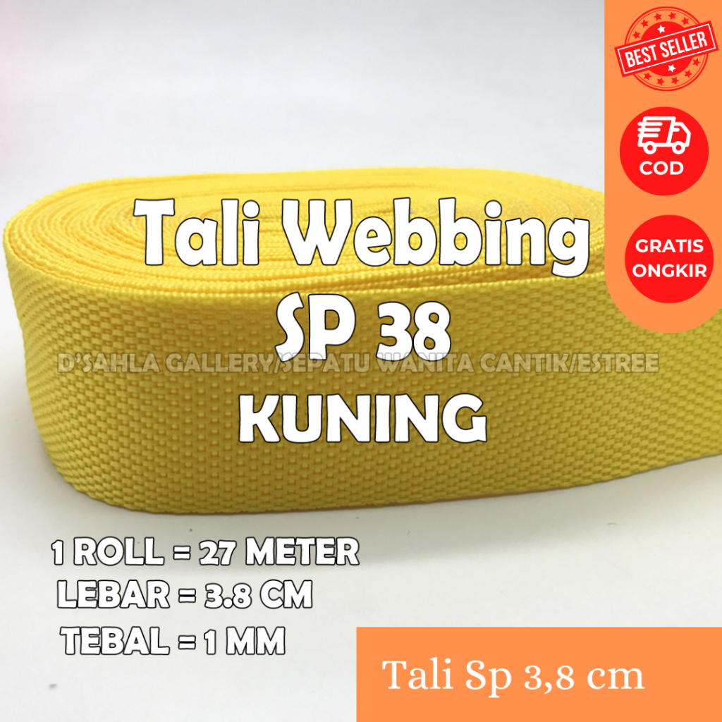 Jual Tali Webbing Sling Strap Lebar 3.8 cm Tebal 1mm untuk Tali Tas ...