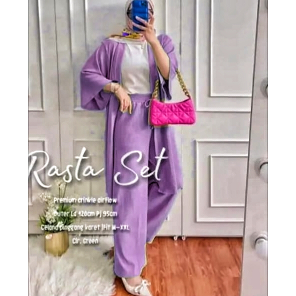 Jual BAJU SET STELAN WANITA TERBARU RASTA SET CARDIGAN BAHAN CRINKLE ...