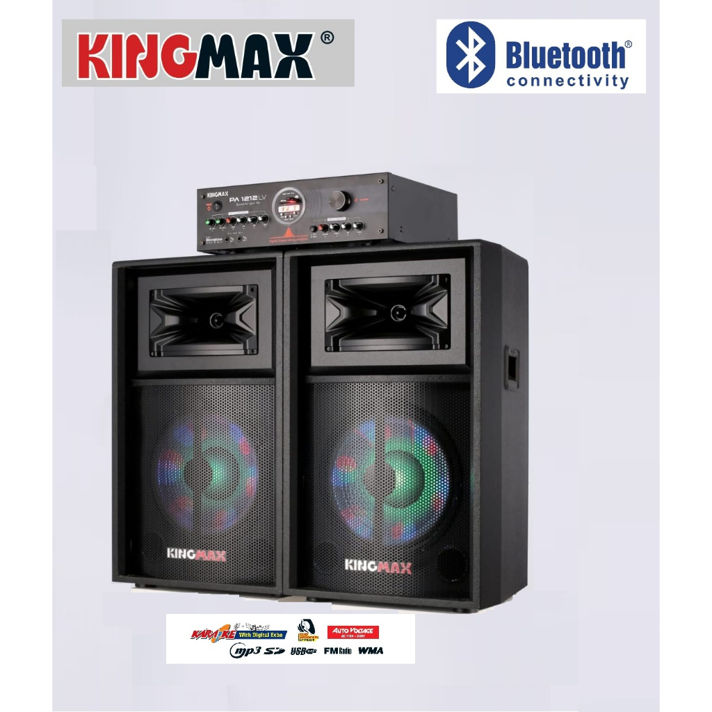 Jual KingMax PA-1212 SPEAKER+AMPLIFIER 12inch USB - FM Radio .Karaoke.Bluetooth | Shopee Indonesia