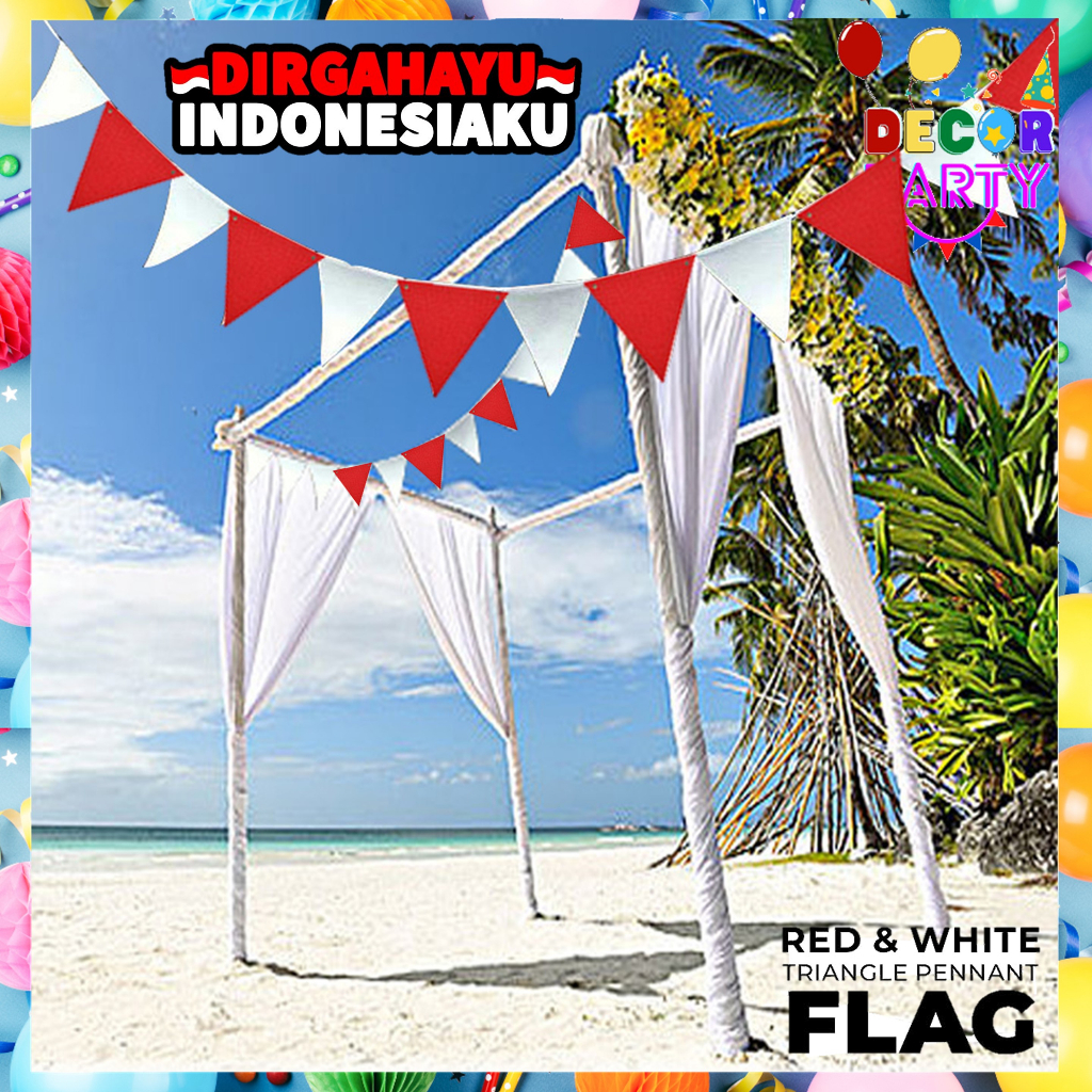 Jual DP Bendera Merah Putih Segitiga 9 Pcs Ulang Tahun Kemerdekaan 17 Agustus Banner Bunting ...