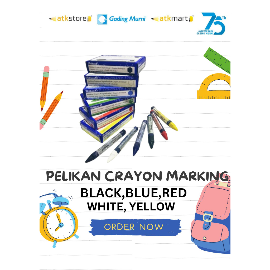Jual Pelikan Crayon Marking hitam kuning merah putih hijau | Shopee ...