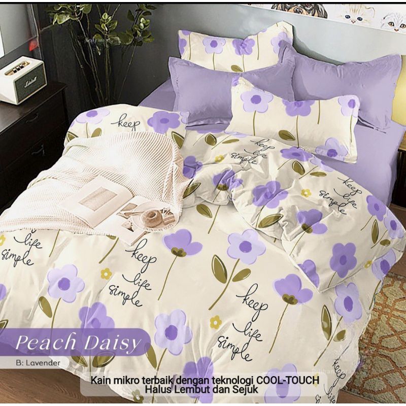 Jual Sprei anti geser peach daisy ukuran terlengkap sprei double karet ...