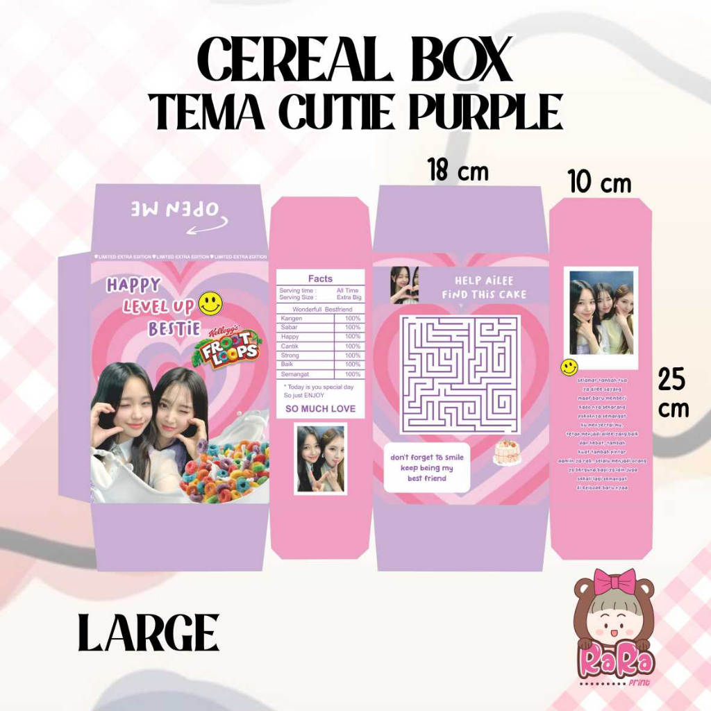 Jual CEREAL BOX CUSTOM TEMA CUTIE PURPLE | Shopee Indonesia