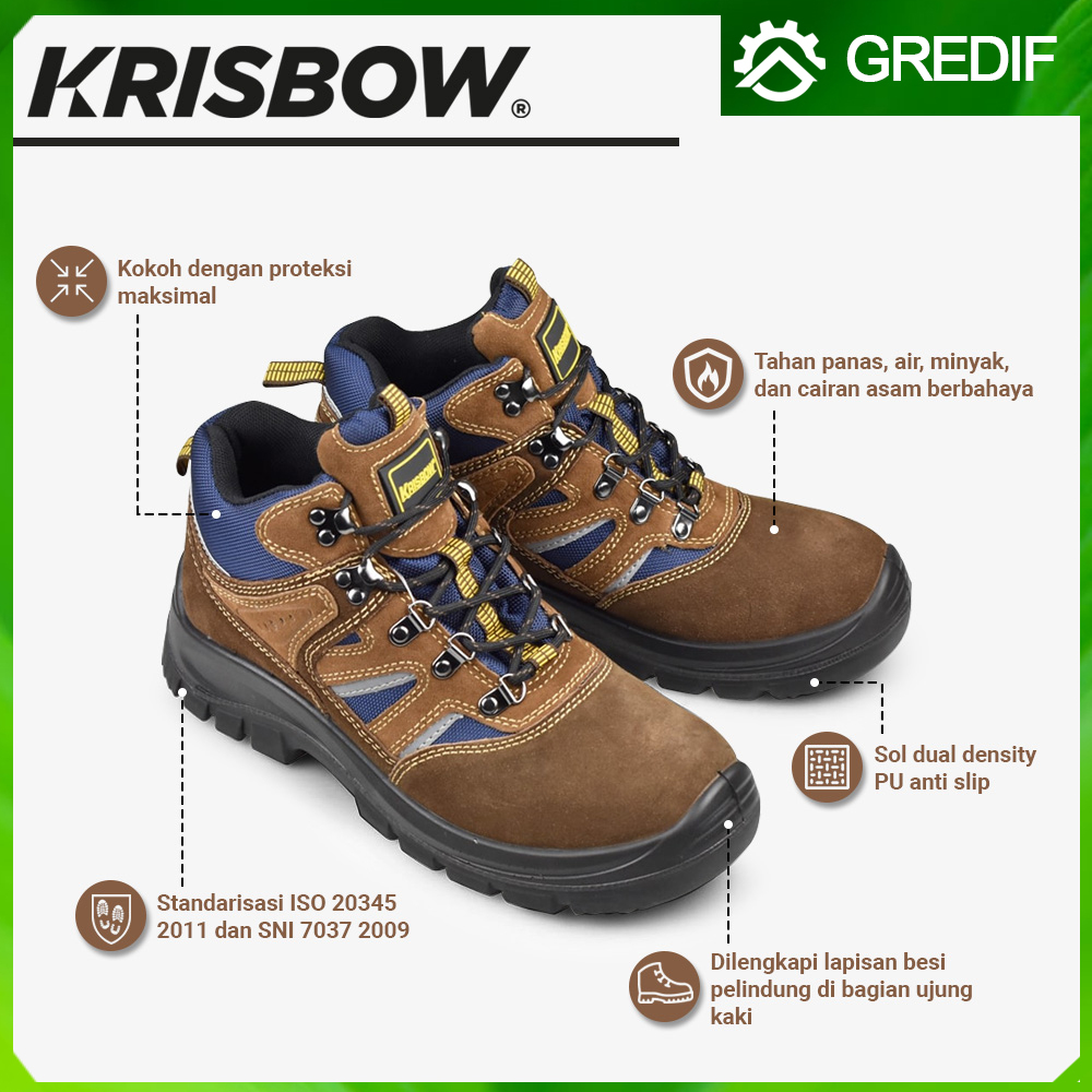 Jual krisbow Safety Shoes Boots Prince Ankle 6in Sepatu Pengaman Kerja ...
