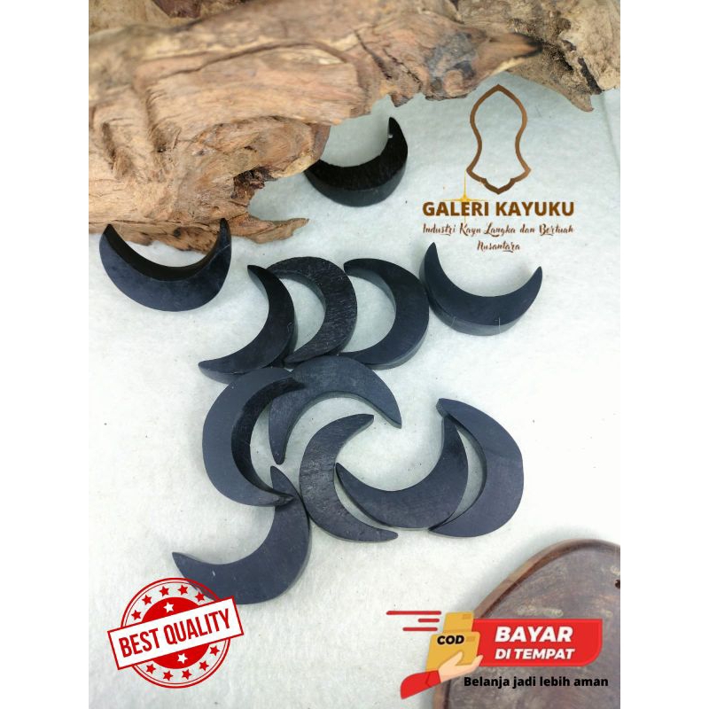 Jual kalung bandul liontin kayu kelor hitam model bulan sabit | Shopee ...