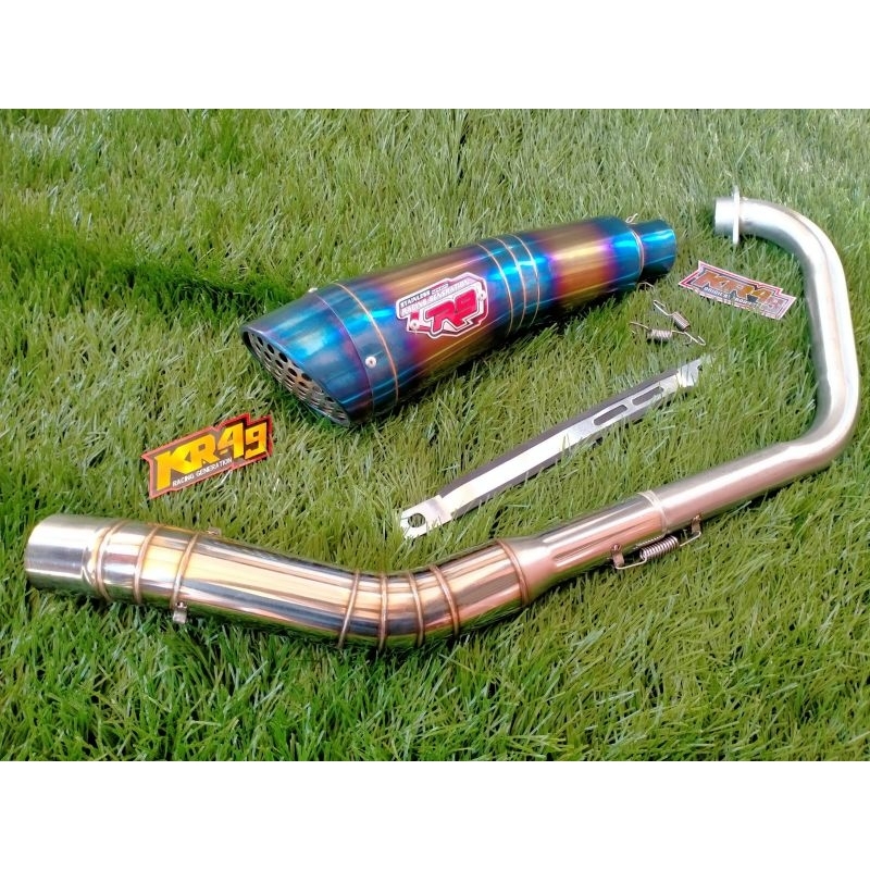 Jual knalpot racing R9 h2 blue gold untuk r15 vixion cbr mx fu mega pro ...
