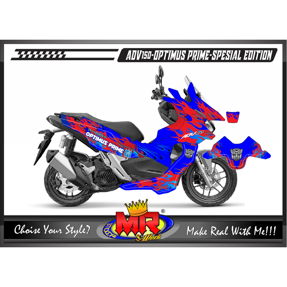 Jual Stiker Motor Decal ADV 150 Motif Api Transformer Spesial Edition ...