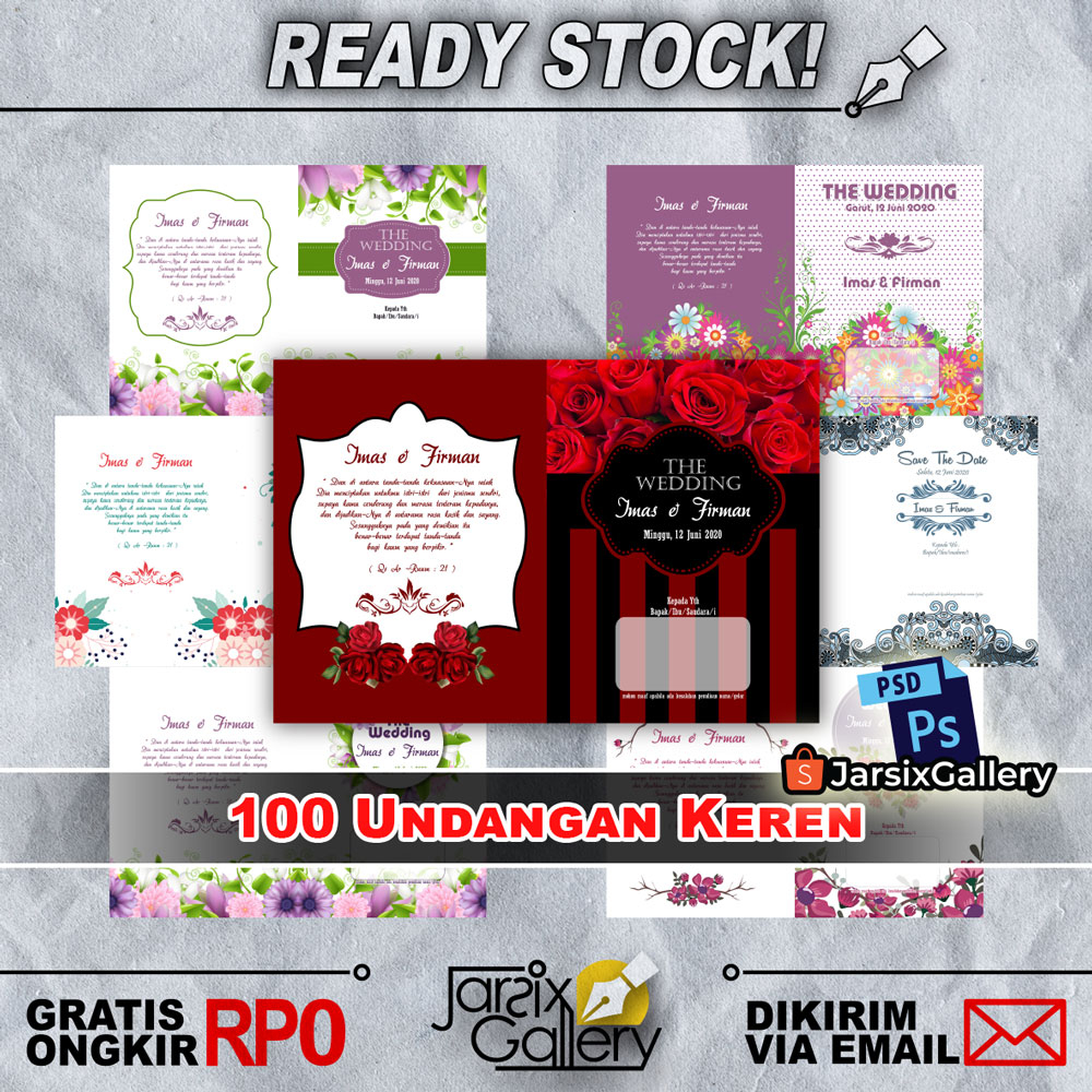Jual [JarsixGallery] 100+ Template Undangan Pernikahan PSD Photoshop ...