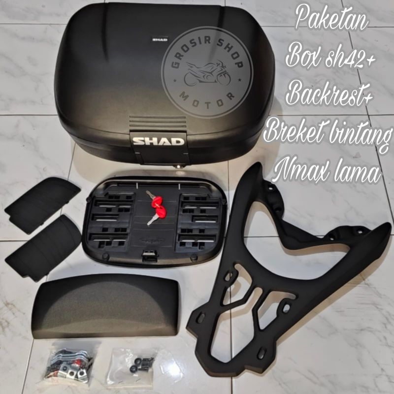 Jual Paketan Box shad sh42 plus Backrest plus Breket box Nmax new Nmax ...