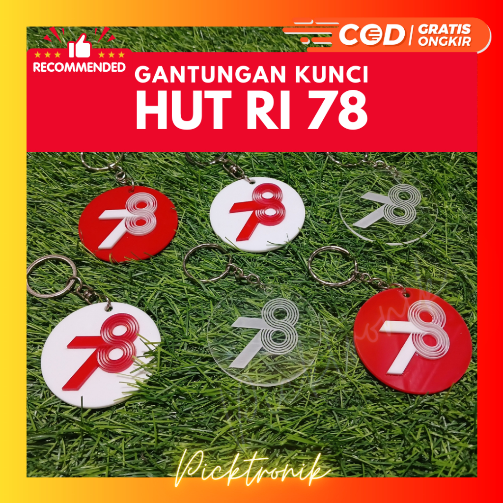 Jual Gantungan Kunci Akrilik Logo HUT RI ke-78 / Souvenir Ganci Akrilik ...