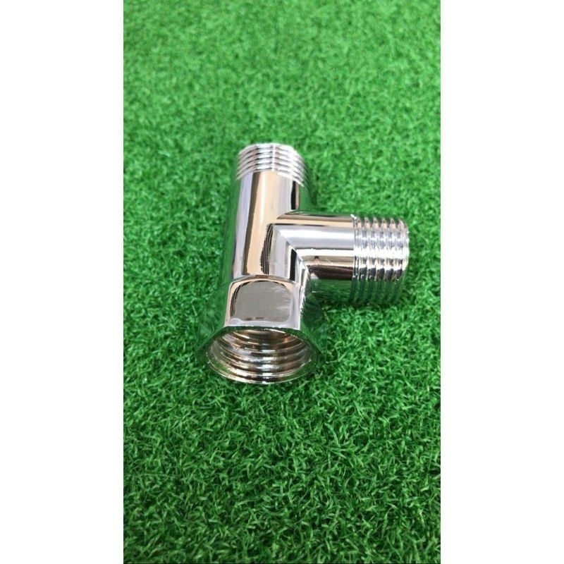 Jual Tee shower kuningan chrome 1/2 inch / Nepel T shower sambungan kran air drat luar dalam 1/2 ...