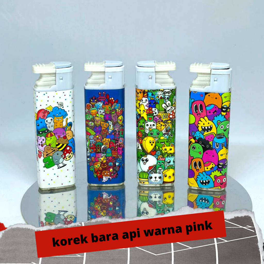 Jual [Bisa COD] [No PO] Doodle Pink Flame Korek Bara Api Warna Pink ...