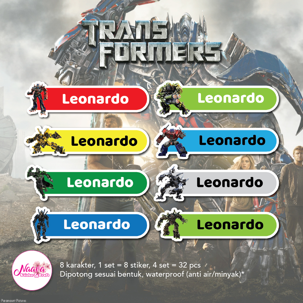 Jual STIKER LABEL BUKU CUSTOM NAMA ANAK - TRANSFORMER | Shopee Indonesia