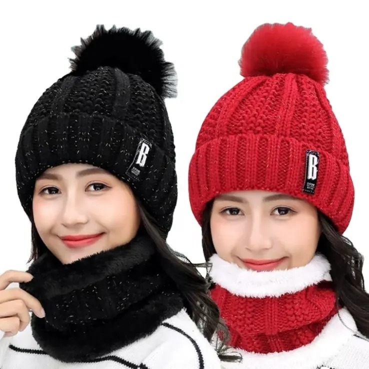 Jual Topi Rajut Musim Dingin Dan Syal Set Topi Rajut Snowboard Musim Dingin Korean Style ...