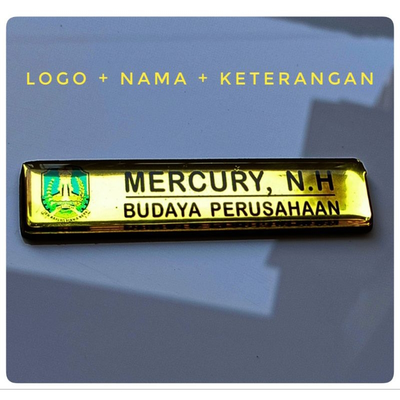 Jual Name Tag Papan Nama Warna Gold Emas Mengkilat - Peniti - Magnet # ...