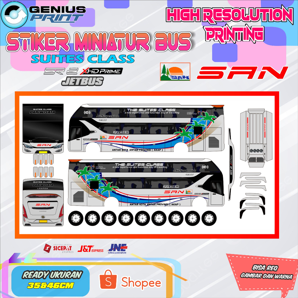Jual [NEW] Stiker Miniatur Bus Suites Class Edisi Sumatra Motif ALS ...