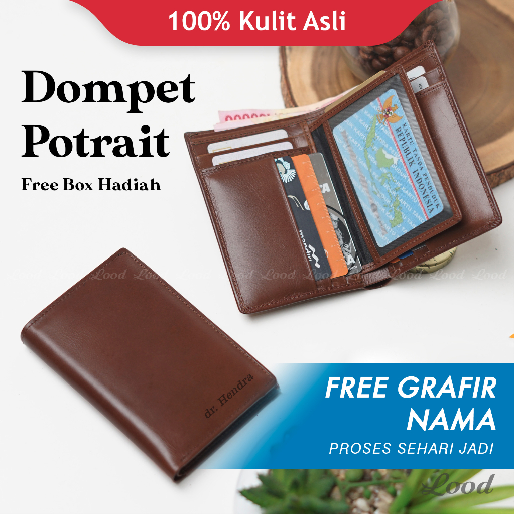 Jual DOMPET PRIA KULIT ASLI ORIGINAL 100% POTRAIT WALLET - GRATIS UKIR ...