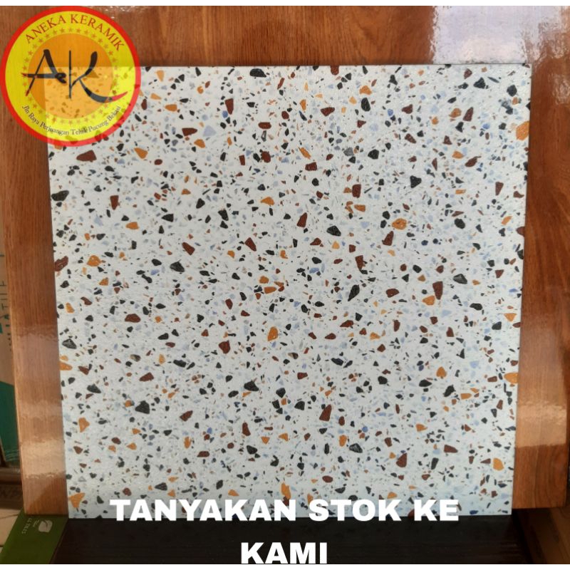 Jual Keramik Lantai Kasar Matt Drop Teras Garasi Motif Terazzo 40x40 Platinum White | Shopee ...