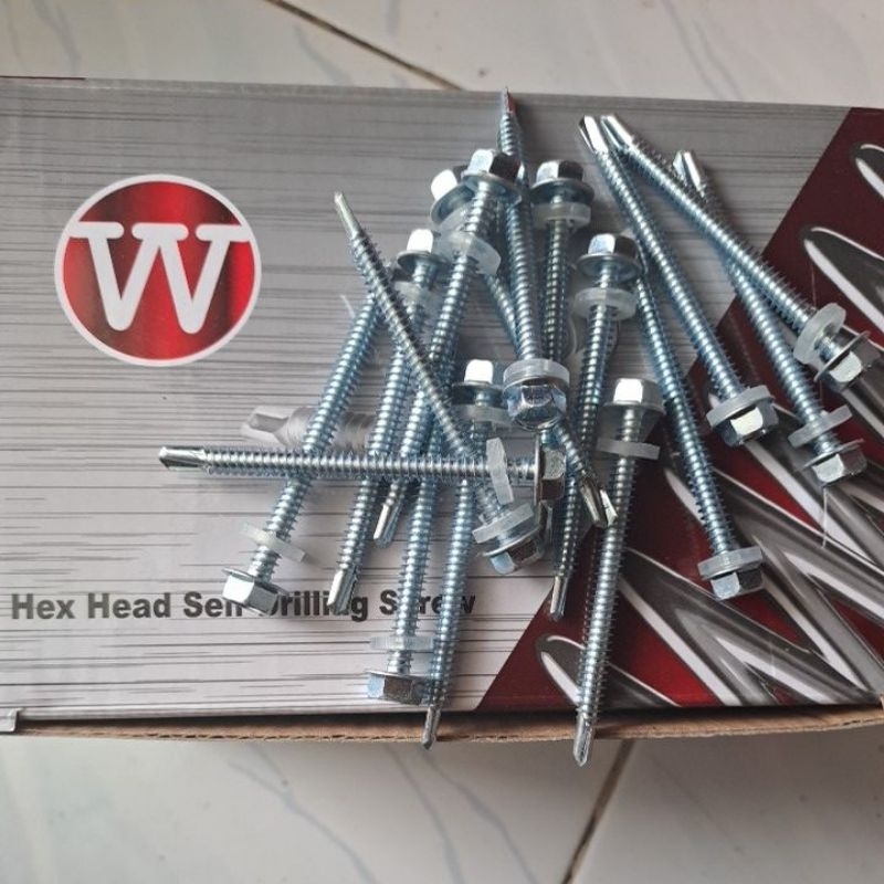 Jual 300 pcs baut drilling 12x60 merk W, baut galvalum, baut baja ...