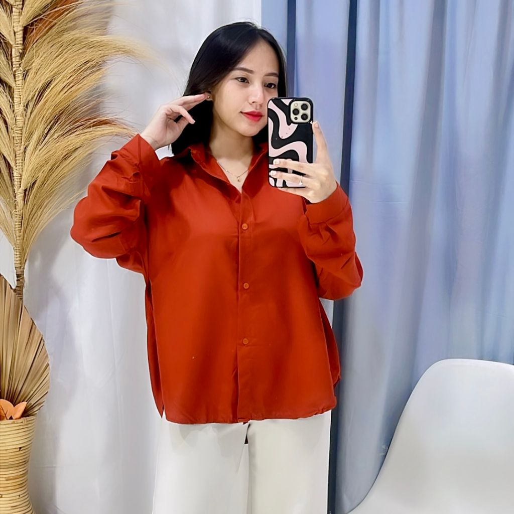 Jual RX FASHION - Dexy Loose Oversize XXL Shirt Katun Poly / Kemeja ...