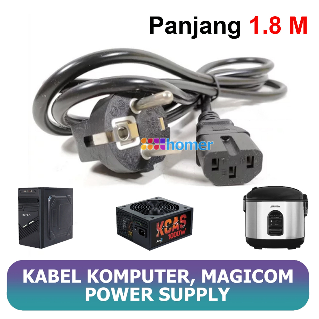 Jual Kabel Power colokan Lubang 3 PC 1,8meter 1.8M FULL Kabel Power ...