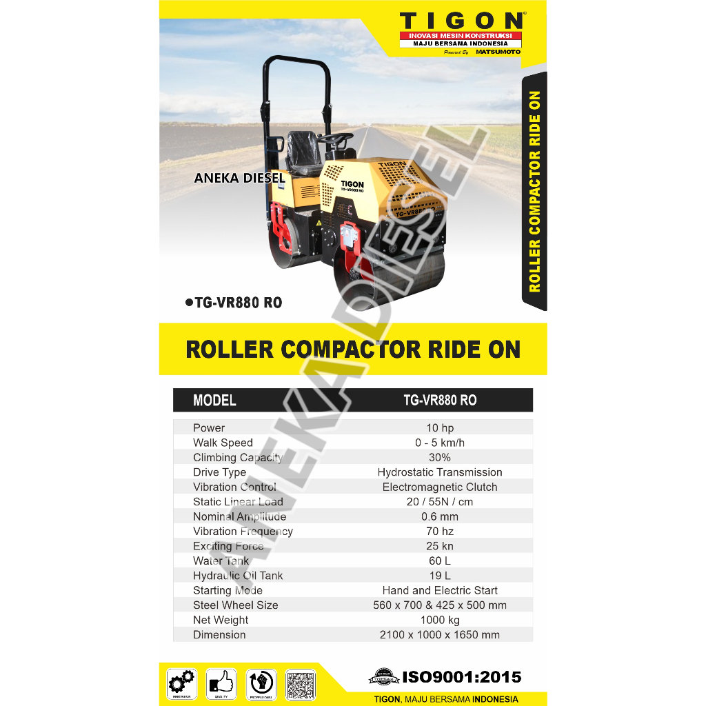 Jual Mesin Pemadat Aspal TG-VR880RO TIGON / Pemadat Aspal Roller ...