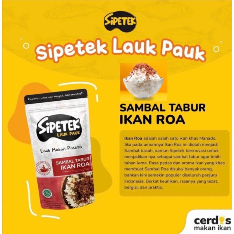 Jual SIPETEK LAUK PAUK SAMBAL TABUR IKAN ROA UDANG REBON ABON IKAN TUNA ...