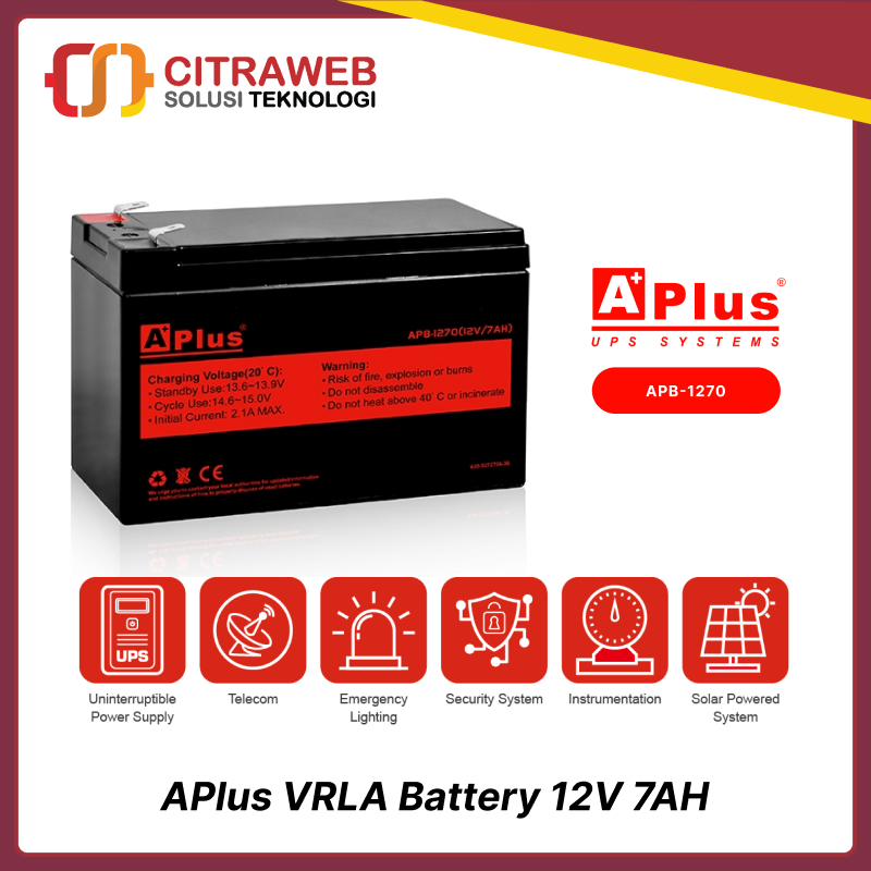 Jual Aplus Baterai Battery UPS 12V 7AH VRLA | Shopee Indonesia