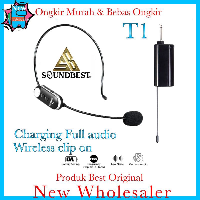 Jual mic wireless Headset Soundbest T1 Original Microphone Pidato imam ...