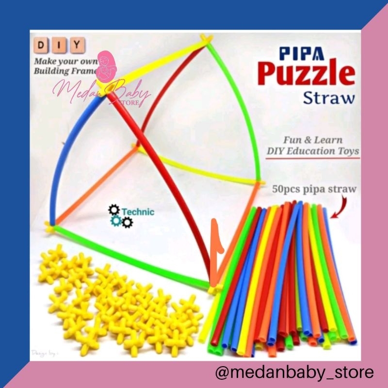 Jual Magic Straws Mainan Anak Pipa Puzzle 100 PCS / Mainan Anak Sedotan ...
