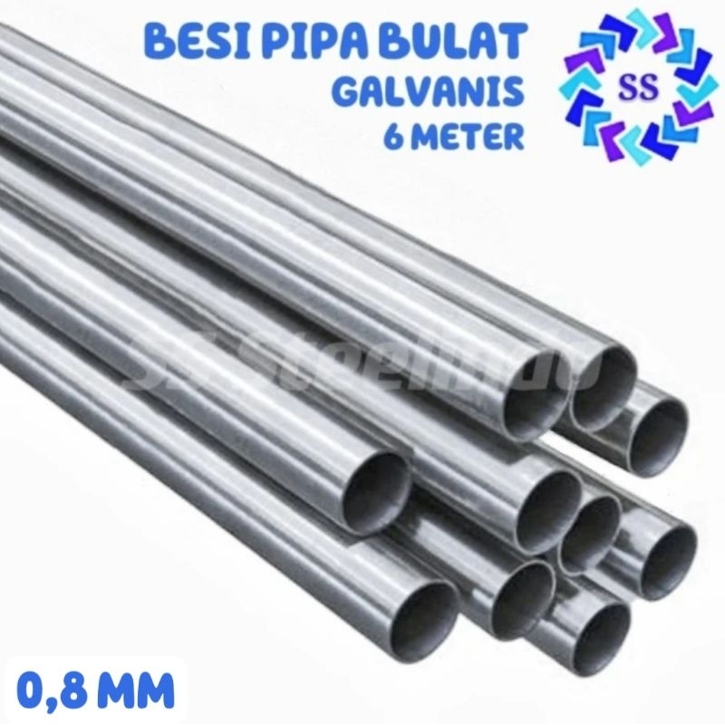 Jual BESI PIPA BULAT GALVANIS TEBAL 0,8 MM 6 METER | Shopee Indonesia
