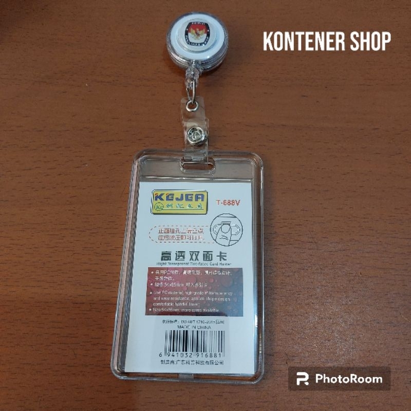 Jual Id Card Holder Transparant Acrylic Merk Kejea + Logo Casing Id ...