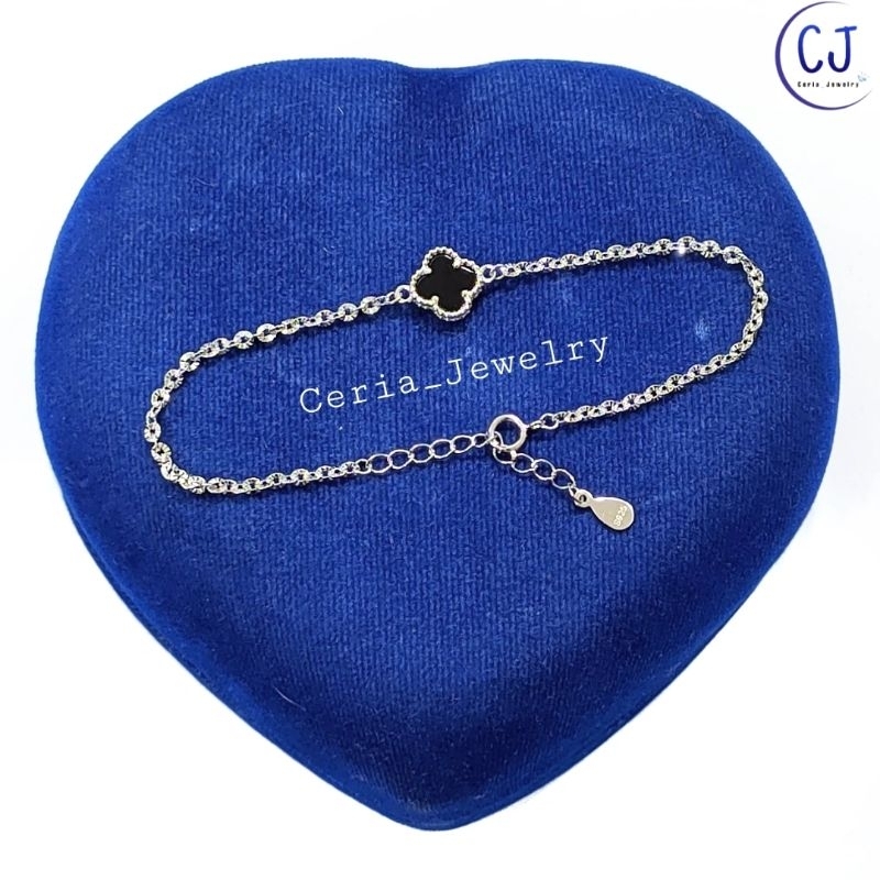 Jual Gelang Clover Perak Asli Silver 925 Lapis Emas Putih Asli Model ...