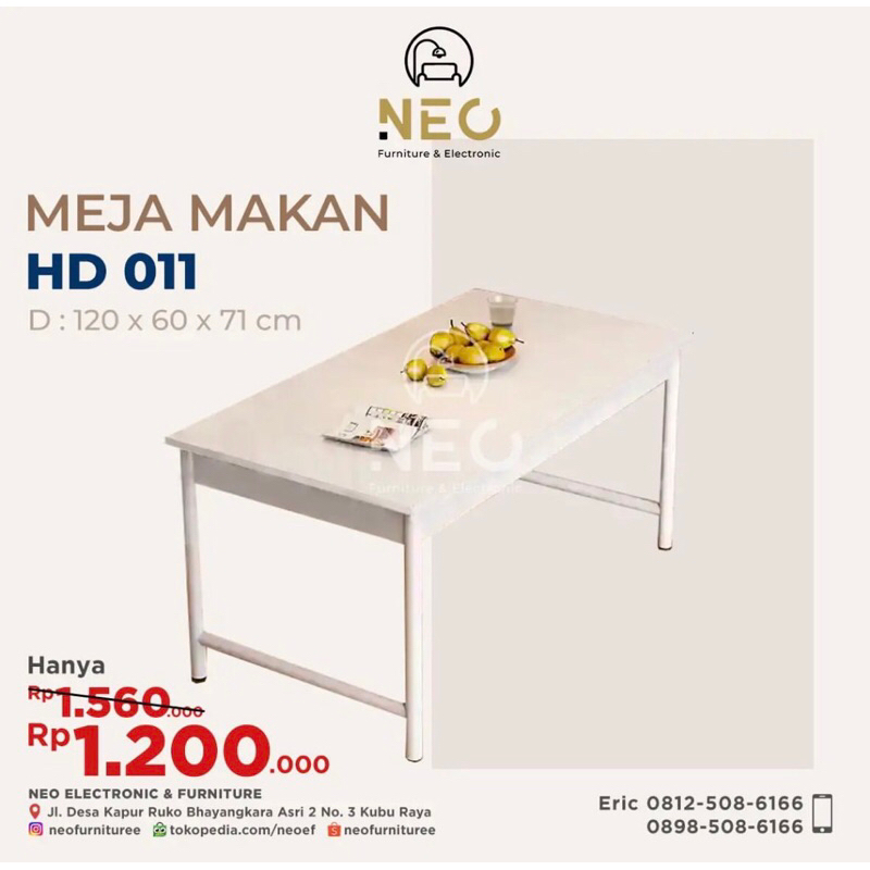 Jual NEO - MEJA MAKAN HD 011 DINING TABLE MINIMALIS PONTIANAK | Shopee ...