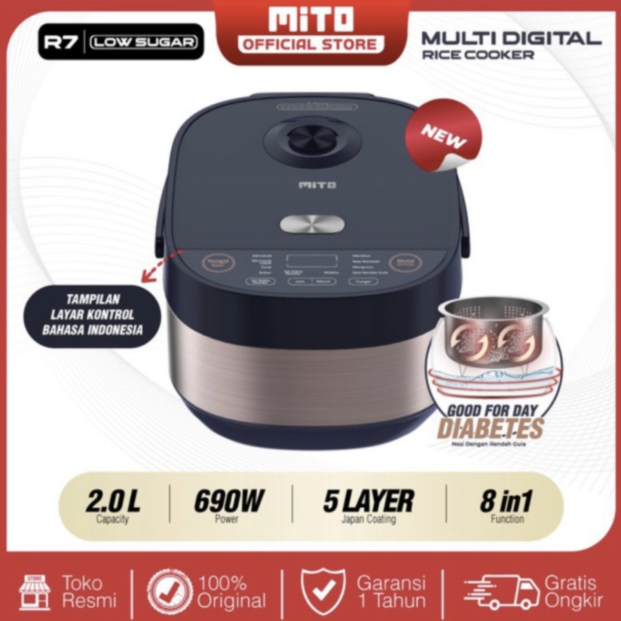 Jual Mito R7 Magicom Low Carbo 2L Digital Rice Cooker Multifungsi 8 in ...