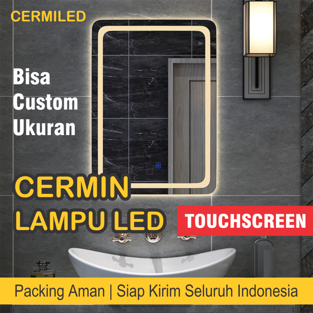 Jual Cermin Rias LED touchscreen 70 x 100 Cm | Cermin Aesthetic Dinding ...