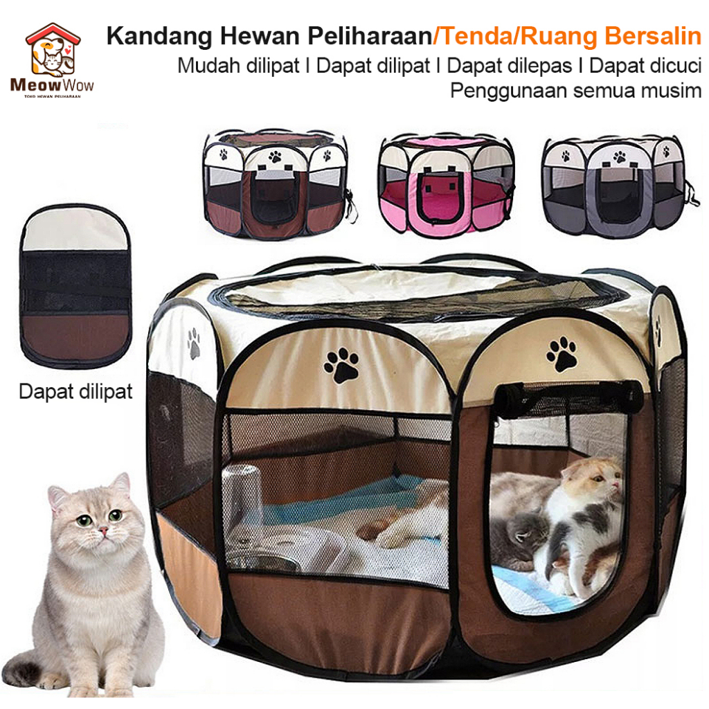 Jual MEOWWOW Kandang Lipat Tenda Hewan Peliharaan kucing Pagar Tenda ...