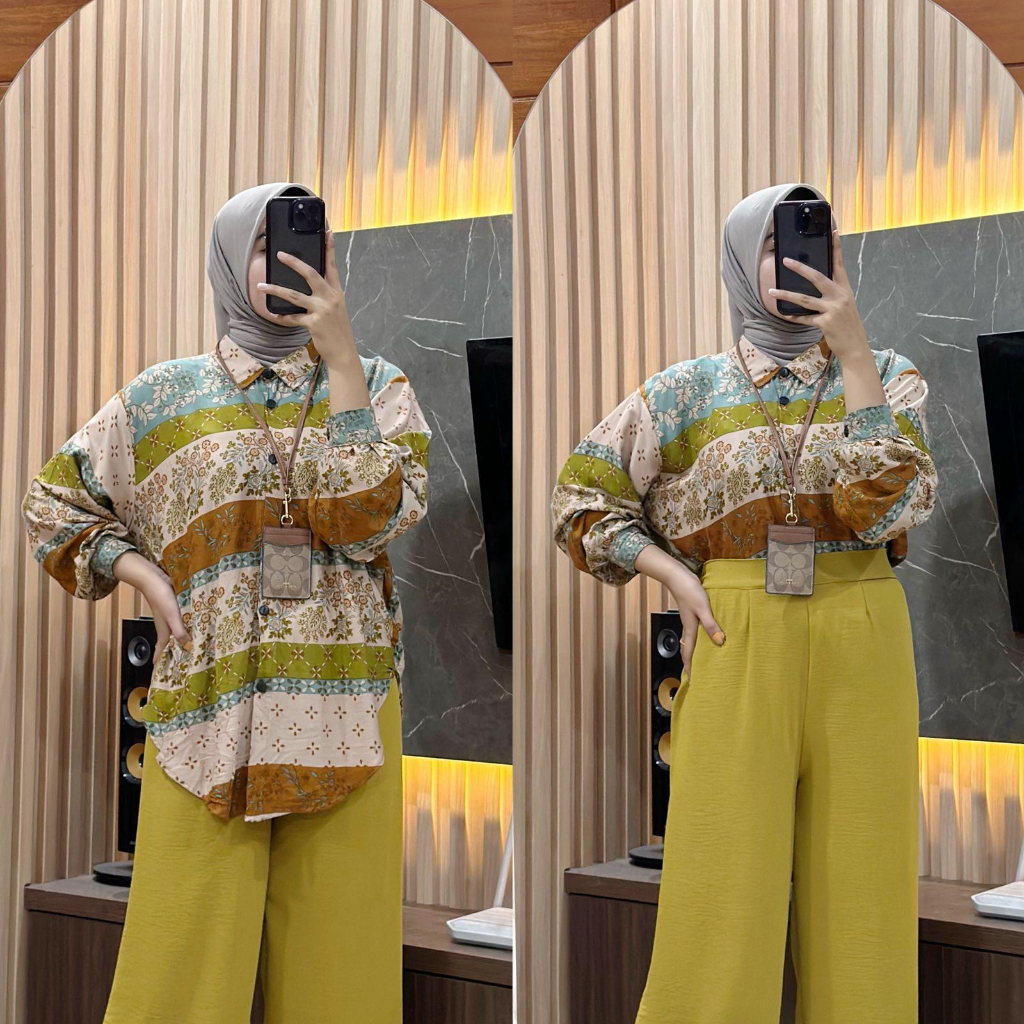 Jual SETELAN WANITA TERBARU BAJU CELANA | SET KEMEJA RAYON MOTIF CELANA ...