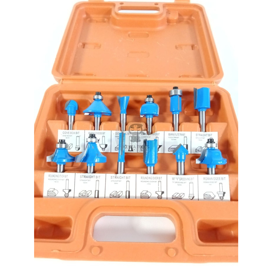 Jual Mata Profil Kayu Set 12pcs / Router Bit Set / Wood Trimmer Box ...
