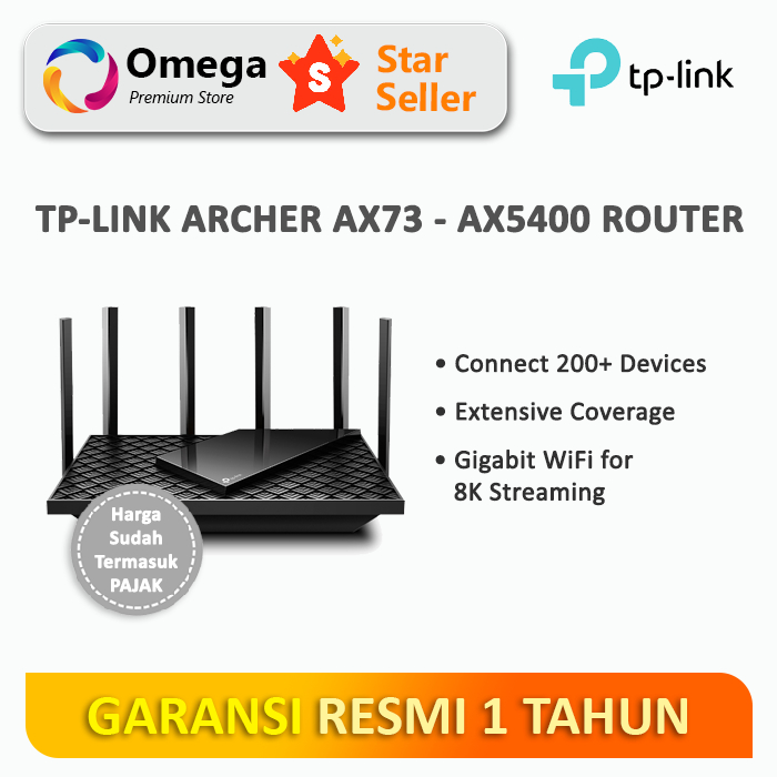 Jual TP-Link Archer AX73 AX5400 Dual-Band Gigabit Wi-Fi 6 Router | Shopee Indonesia