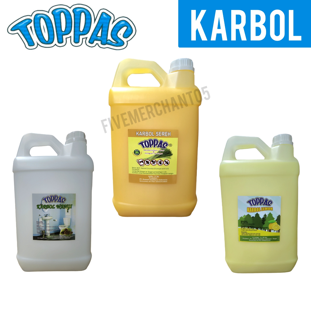 Jual Karbol Toppas Jerigen 5 L Sereh Lemon Pinus Putih Pembersih