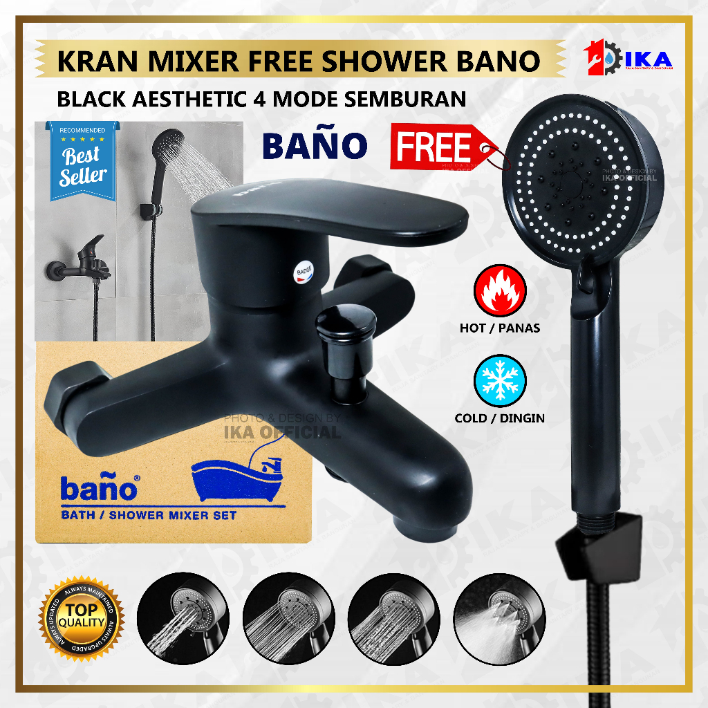 Jual Kran Bathtub Mixer Spa Panas Dingin Black Kran Shower Set With ...