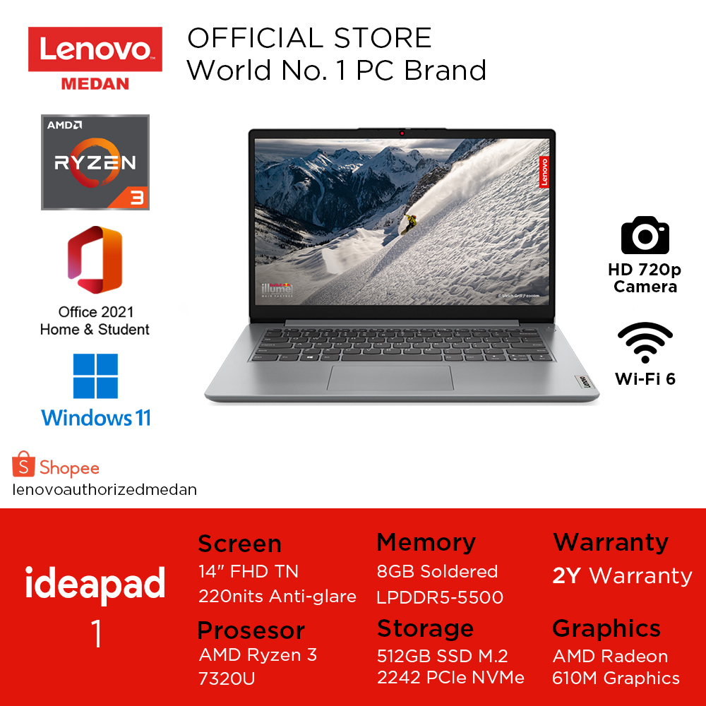 Jual Lenovo Ideapad 1 14AMN7 3NID,3KID, AMD R3-7320U/8GB/512GB/NoOdd ...