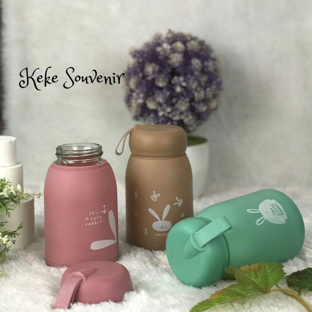 Jual Promo Botol Minum Kaca Rabbit/ Kelinci Import | Botol Kaca Tumbler ...